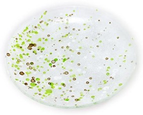 BDK-GLASS Netradiční skleněná sada 9ks talířů a mís COUNTRY - do zelena