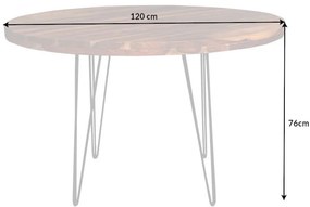 Massive home | Kulatý jídelní stůl Makassar 120 cm masiv sheesham VÝPRODEJ