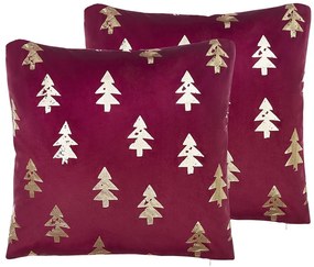Sada 2 dekorativních polštářů s vánočním motivem 45 x 45 cm červené CUPID Beliani