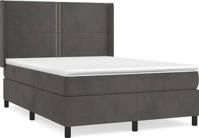 Box spring postel s matrací tmavě šedá 140x200 cm samet 3132622