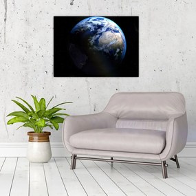 Skleněný obraz Země a Měsíce (70x50 cm)