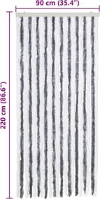 Závěs proti hmyzu šedý a bílý 90 x 220 cm Chenille 241224