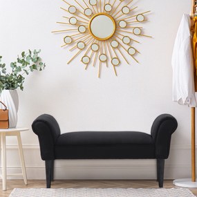 HOMCOM Lavice Ložnice Lavice Čalouněná lavice černá 102x31x51cm z MDF a pěny pro útulné akcenty