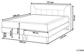 Sametová kontinentální postel 160 x 200 cm šedá MARQUISE Beliani