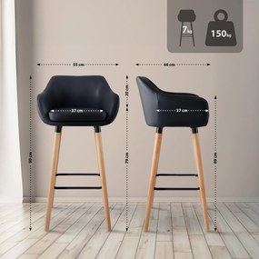 Sada 2 barových židlí Grant umělá kůže – černá