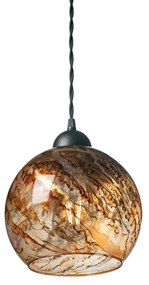 Light for home - Závěsné svítidlo se stínítkem z foukaného skla v hnědém provedení 19603 "MARBLE", 1x60W, E27, Černá