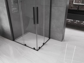 Mexen Velar L Duo, sprchový kout s posuvnými dveřmi 90 x 80 cm, 8mm čiré sklo, černá matná, 871-090-080-02-03-70