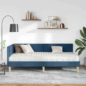 Rohový rám postele s matrací Jiný s čelo 2 ks Modrá textil 3393756