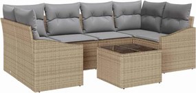Set pohovek 7 ks Béžová a Světle šedá polyratan 3346620