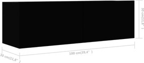 vidaXL TV skříňky 4 ks 100 x 30 x 30 cm dřevotříska [3078746] Barva: Černá