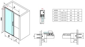 Gelco Gelco, FONDURA sprchové dveře 1300 mm, čiré sklo, GF5013