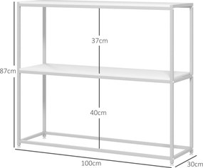 HOMCOM Předsíňový konzolový stůl s otevřenou policí a ocelovým rámem proti převrhnutí pro obývací pokoj a chodbu 100x30x87 cm Bílá