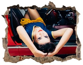 Wallmuralia Fotoobraz díra na stěnu Žena v autě 95x64 cm