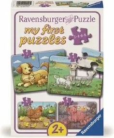 Ravensburger Puzzle: Zvířecí rodinky na farmě / 2 /4 / 6 /8 dílků / od