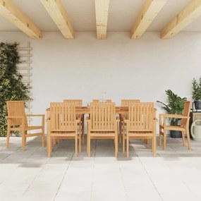 vidaXL Stohovatelné zahradní židle 8 ks 56,5x57,5x91 cm masivní teak [3157903]
