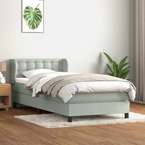 Box Spring Postel s matrací Světle šedá 90x220 cm Samet 3317889