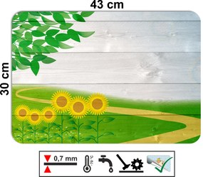PokojovaDekorace.cz, Prostírání - 509, Kytky na dřevě slunečnice, 43x30cm