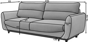Modrá žinylková rozkládací/s úložným prostorem pohovka 236 cm Silva – ELTAP