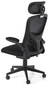 Ergonomická kancelářská židle s bederní opěrkou a opěrkou hlavy, černá