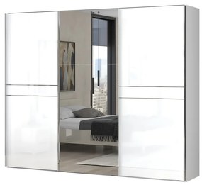 Třídveřová posuvná skříň se zrcadlem Tiana š.272cm-bílá - základní
