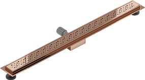 Mexen Flat, lineární podlahový žlab 80 cm, M12, růžové zlato, 1621080-15