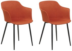 Sada 2 čalouněných jídelních židlí oranžové ELIM Beliani