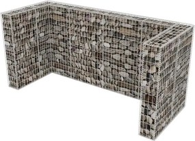Gabionová zástěna pro 3 popelnice ocelová 250 x 100 x 120 cm 142560