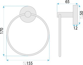 Rea Modern, prstenový věšák na ručníky, 6610, měděná matná, REA-98010