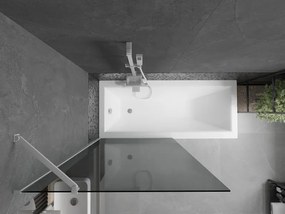 Mexen Next, vanová zástěna 1-křídlová 90 x 150 cm, fixní křídlo, 6 mm šedé sklo, bílý profil, 895-090-000-00-40-20