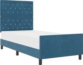 Postel s boxspringem s čelo Tmavě modrá 100 x 200 cm samet 3344859