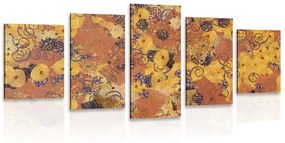 5-dílný obraz abstrakce inspirovaná G. Klimtem