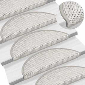 Samolepicí nášlapy na schody sisal 15 ks 56 x 17 x 3 cm platina 326858