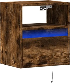 Nástěnný noční stolek s LED osvětlením kouřový dub 3307983