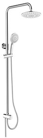Mereo Sprchový set s tyčí, bílá hlavová sprcha a třípolohová ruční sprcha Varianta: Sprchový set s tyčí, hadicí, ruční a talíř. kulatou sprchou, bílá