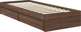 Postel s úložným prostorem se zásuvkou Hnědý dub 75 x 190 cm 3411263
