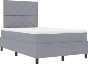 Postel s boxspringem s čelo Světle šedá 120 x 200 cm textil 3339455