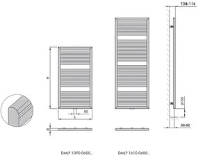 Isan Mapia Light Plus 1720 x 600 mm koupelnový radiátor bílý