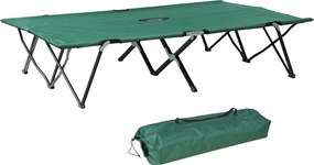 Skládací kempovací postel Outsunny pro 2 osoby s nosností až 136 kg, ocel, Oxford, zelená+černá, 193 x 125 x 40 cm | Aosom