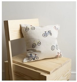 Vyšívaný povlak na polštář BICYCLES natural 50x50, Fine Little Day Švédsko