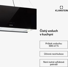 Klarstein Kronleuchter XL, digestoř, 90 cm, ostrůvková, 590 m³/h, dotyková, LED, černá
