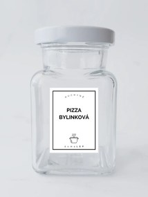 Samolepka na kořenky PIZZA BYLINKOVÁ bílá 3 × 4 cm tučné písmo