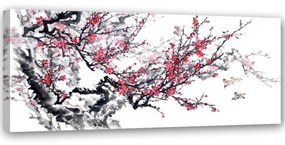 Obraz na plátně, Japonské třešňové květy - 90x30 cm