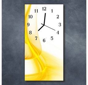 Nástěnné hodiny obrazové na skle - Abstrakt žlutý II