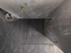Mexen Lunar-B, výklopný sprchový kout pravý 100 x 100 cm, 8mm čiré sklo, zlatý kartáčovaný - 832-100-100-55-00-P