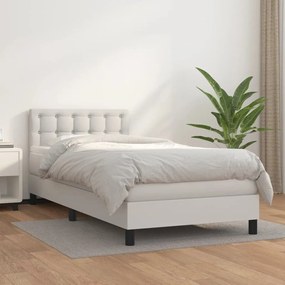vidaXL Box spring postel s matrací 90x200 cm umělá kůže [3141102] Barva: Bílá