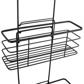 Erga Rafek, trojitá koupelnová polička do sprchy na zavěšení 30x12,5x71 cm, černá matná, ERG-YKA-CH.RAFEK-BLK