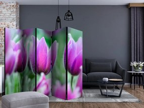 Paraván Purple spring tulips Dekorhome 225x172 cm (5-dílný)