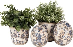 Keramický obal na květináč s modrými květy Blusia L - Ø 17*16cm