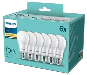 SADA 6x LED Žárovka Philips A60 E27/13W/230V 2700K