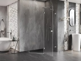 Mexen Lunar, pětiúhelníkový sprchový kout s pravým sklonem 100 x 80 cm, 8mm čiré sklo, chromový profil, 831-100P-080L-01-00-P